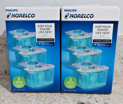Original 1 year supply 6Pc Philips Norelco Cleaning Cartridge Shaver ...