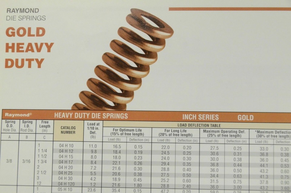 3/8" x 2" Raymond Die Springs Heavy Duty Gold 3/16" rod. | eBay