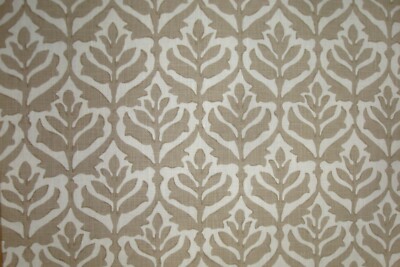 3 yds Stroheim Fabricut Fabric 100% Linen print Cameron Taupe Pillows ...