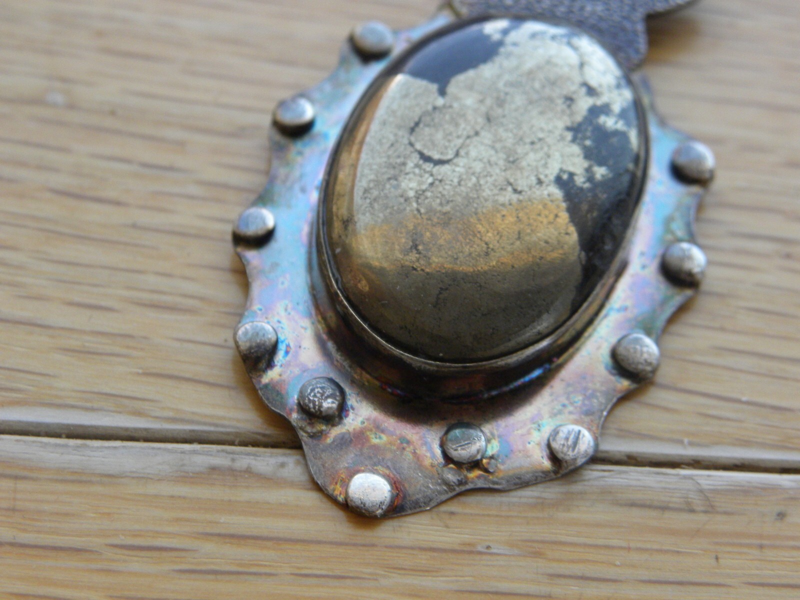 Vintage Apache Black gold butterfly moon shield penda… - Gem