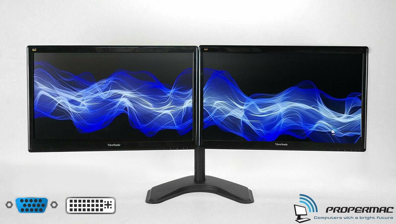 Dual 24" PC Monitor Bundle 48" 2x24" FULL HD 1920x1080 DVI VGA +New ...