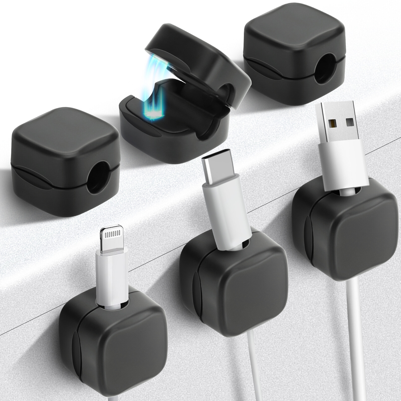 6Pack Magnetic Cable Management Clips, Phone Electric Charging Cord ...