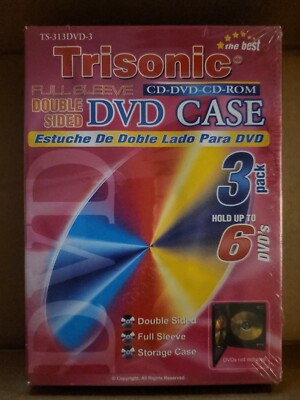 Trisonic 3-Pack Double Sided DVD Cases (TS-313DVD-3) SEALED - Holds 6 ...