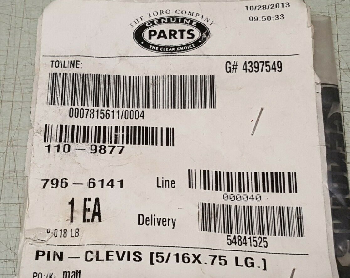Lot of 2 OEM Toro Bagger Chute Clevis Pins 110-9877 *NEW* Genuine | eBay