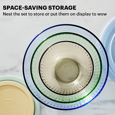 Pyrex Sculpted Tint 6pc Lidded Mixing Bowl Set | eBay