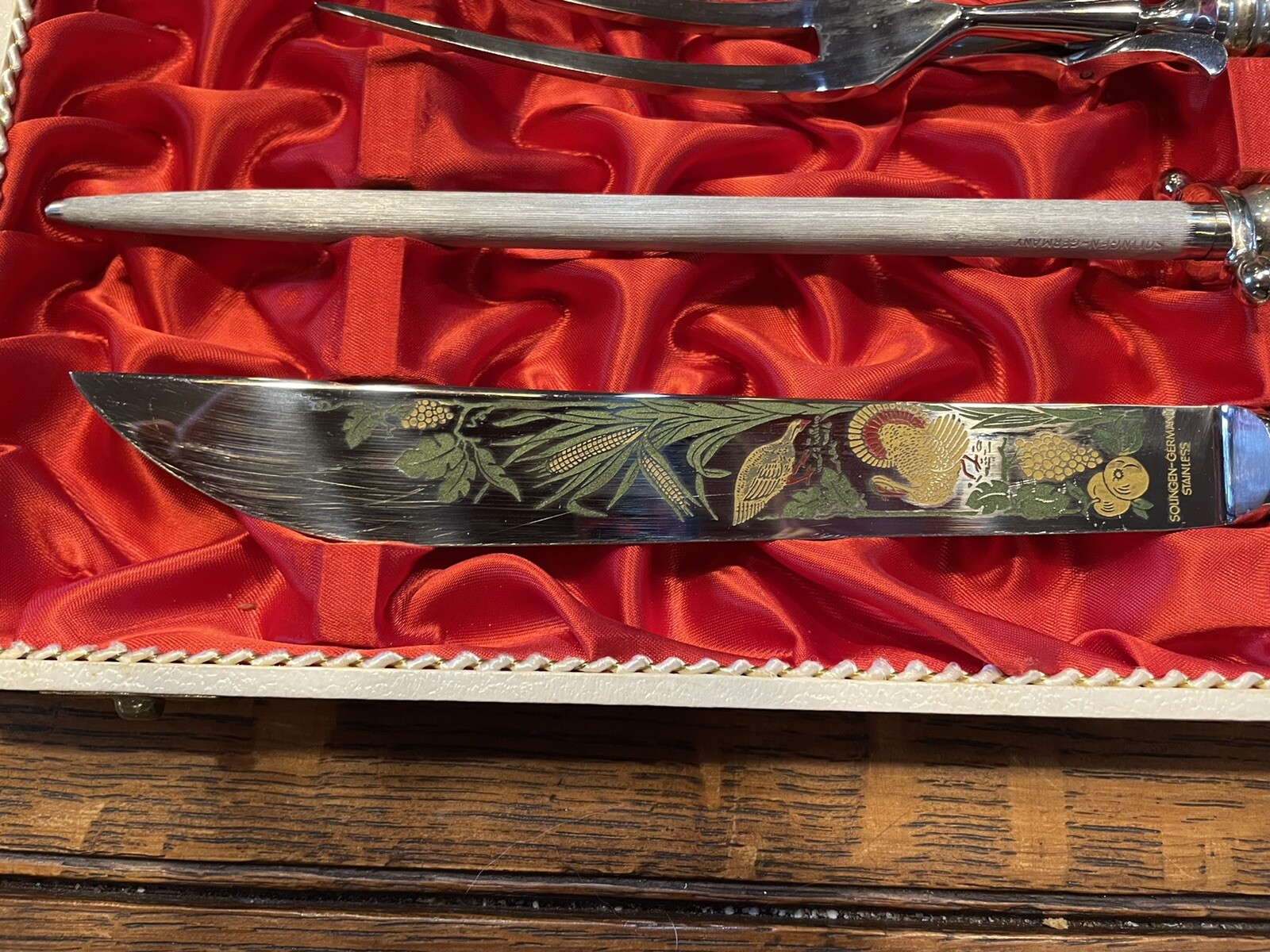 Vintage Anton Wingen Jr. Solingen 3 Pc Carving Set w/Box Germany Antler ...