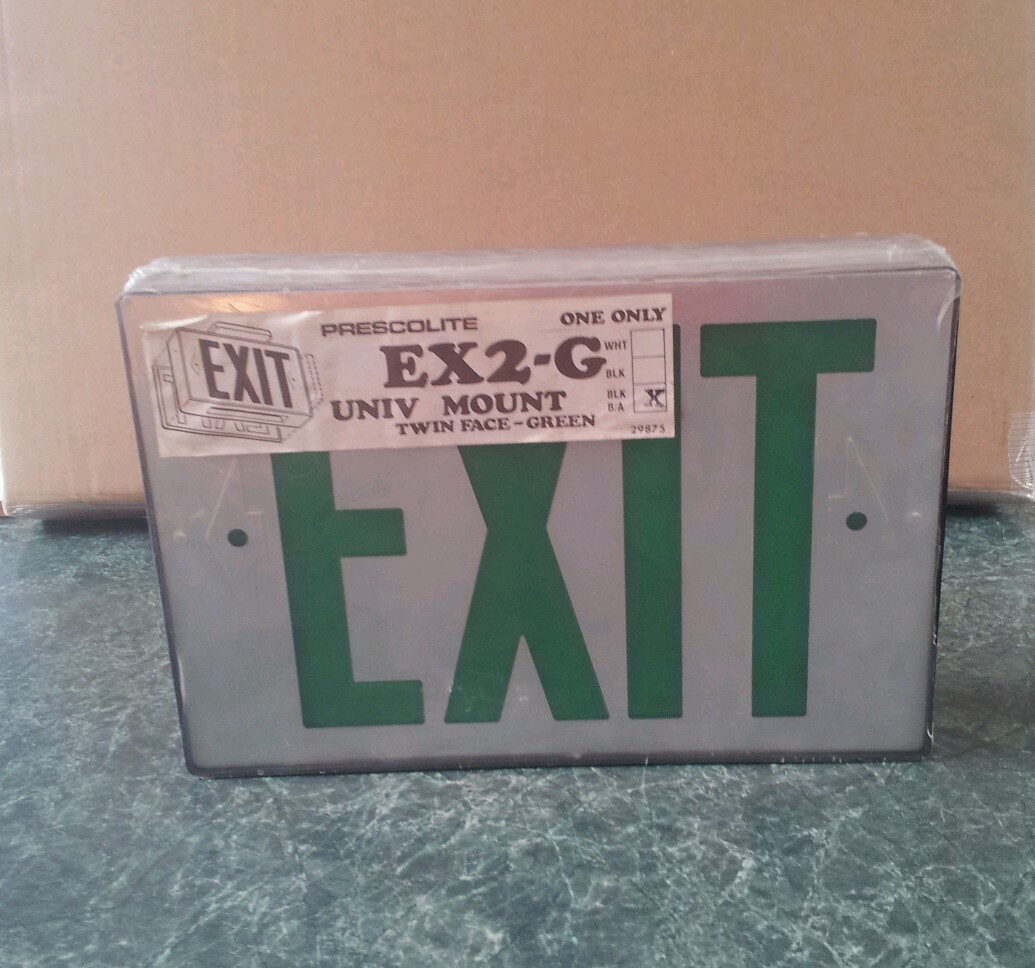 PRESCOLITE NOS Exit Sign EX2-G - Twin Face - Universal Mount - Man Cave ...