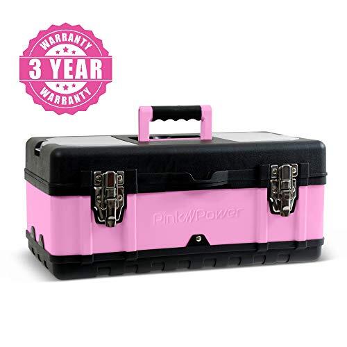 Pink Tool Box For Women 18" Small Metal & Plastic Portable Lightweight ...