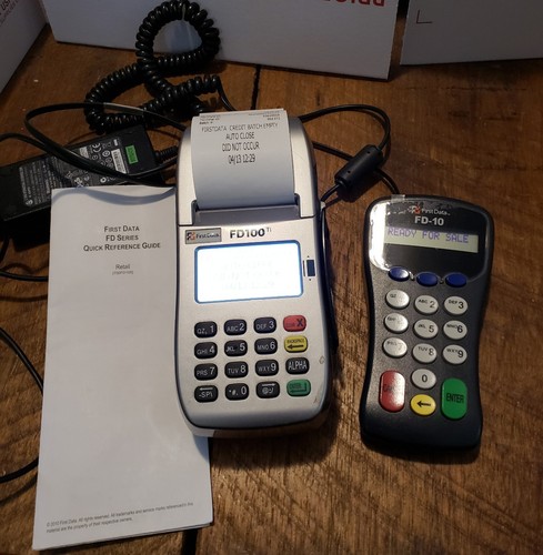 First Data FD-100ti Credit Card Terminal w/ Power Adapter & FD-10 PIN ...