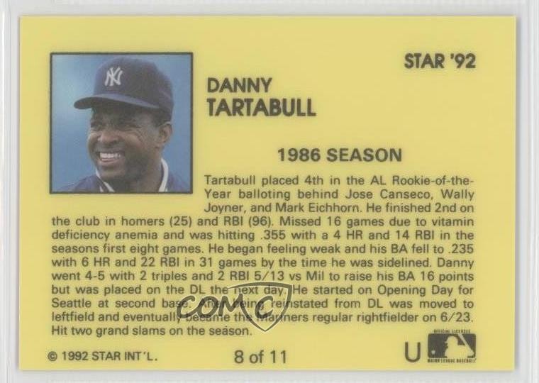 1992 Star Danny Tartabull Danny Tartabull 1986 Season #8 | eBay