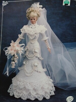 Amie 1996 Bridal Doll Gown Crochet Pattern 7105 for 11.5" Doll Barbie ...
