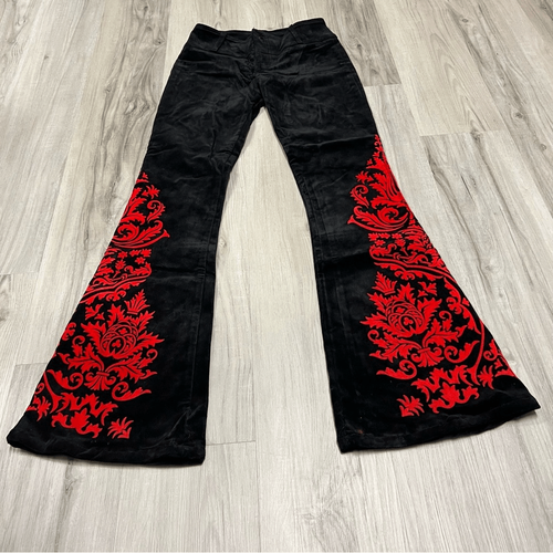 Vintage JNCO flare leg pants in black velvet with red gothic velvet ...