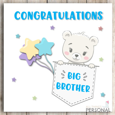 Congratulations on Becoming A Big Brother New Sibling New Baby Card You ...