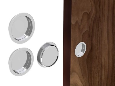 Flush Recessed Handle for Sliding Door Set of 2 Chrome Satin Nickel ...
