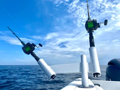 Dual Fishing Pole 2 Rod Spreader Outrigger Boat Trolling Dredge Teaser ...