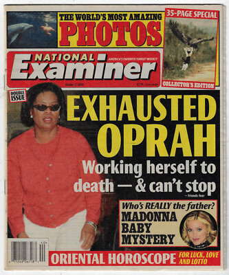 NATIONAL EXAMINER Oct 3 2000 - EXHAUSTED OPRAH, MADONNA BABY MYSTERY | eBay