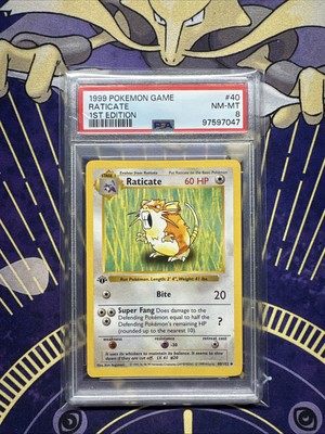 1st Edition Shadowless Raticate 40/102 Base Set Pokemon Card PSA 8 | eBay
