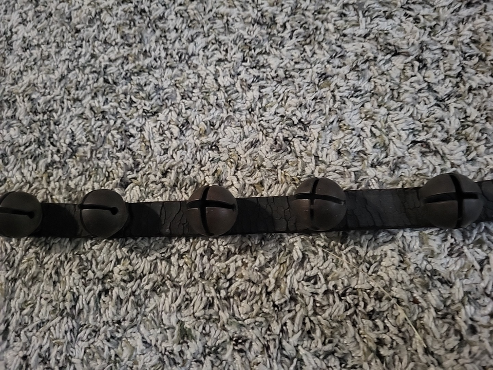 Antique Vintage Reindeer Sleigh Bells on Leather Strap 52" Long ...