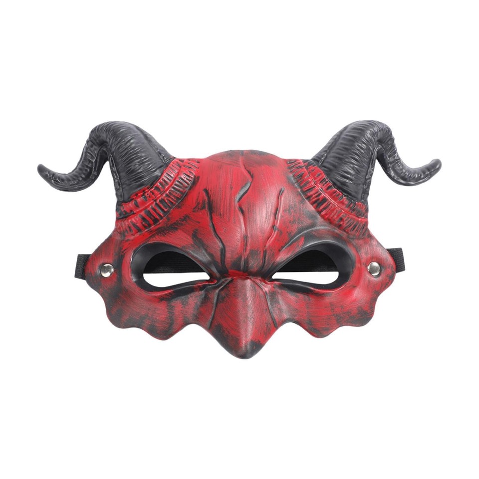 3D Devil Mask for Adults Halloween Decorations RAM Horns Masquerade ...