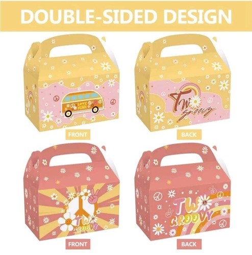 24 Piece Two Groovy Party Boxes Retro Hippie Boho Favors Boxes Goody ...