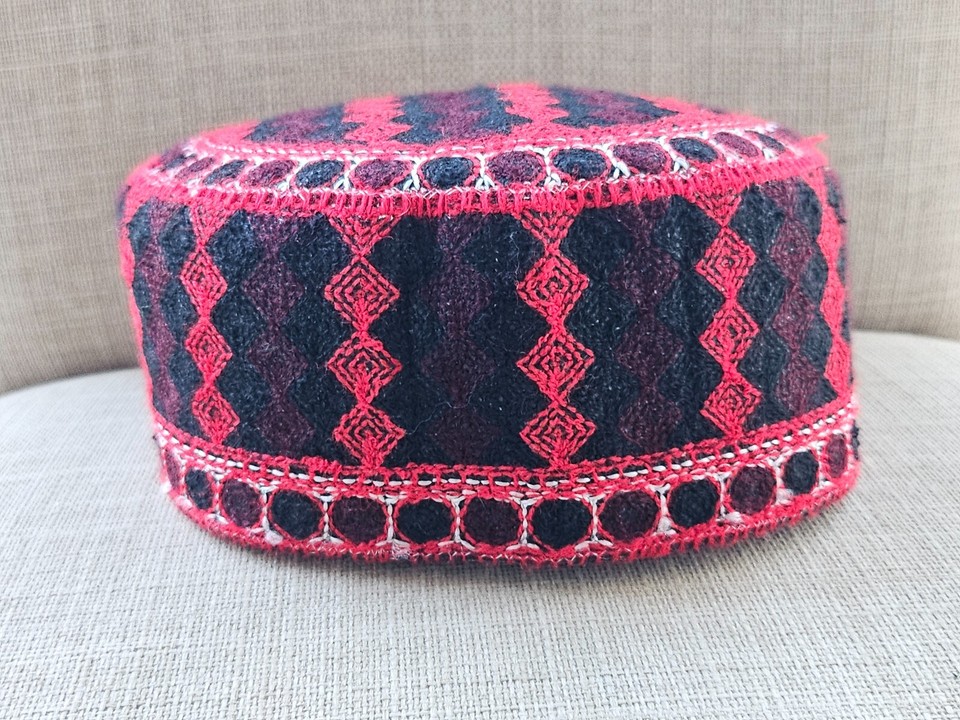 Handmade Sindhi Men Hat Red/Black Embroidery Traditional Topi Cap | eBay