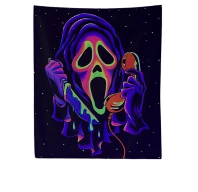 Horror Movie Mask Blacklight Tapestry - Glow In The Dark - Wall Decor ...