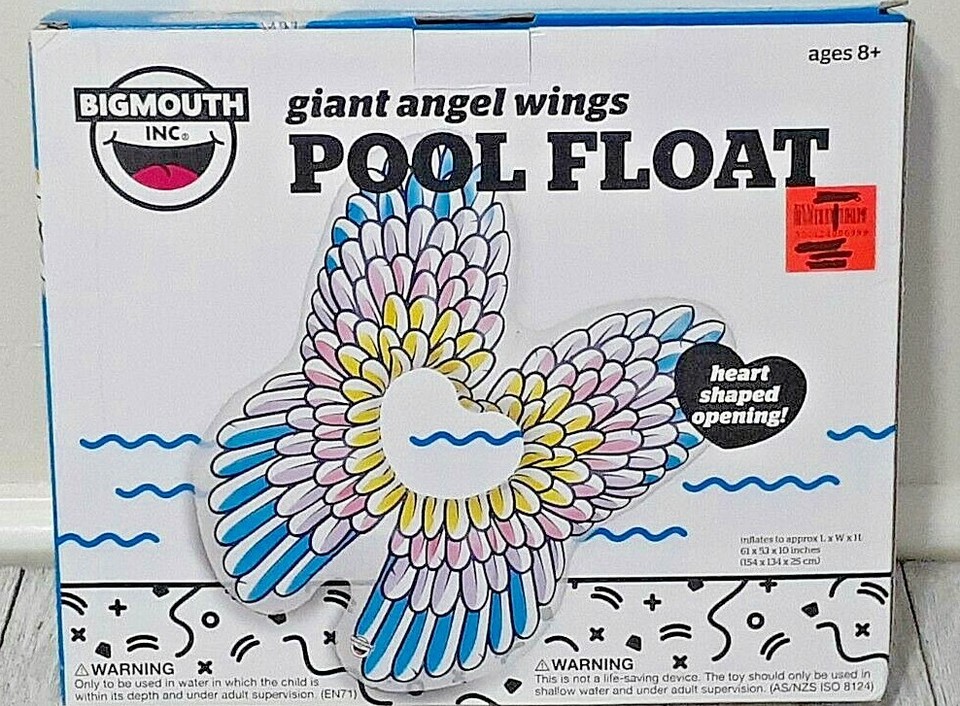 Giant Angel Wings Inflatable Swimming Pool Float Tube Raft Big Mouth ...