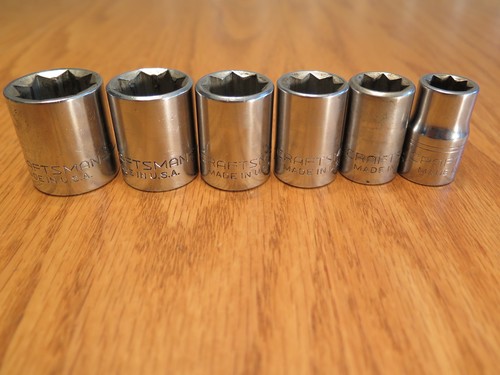 Craftsman USA 6-Pc 1/2" Drive 8-Point Double Square Socket Set 7/16"- 3 ...