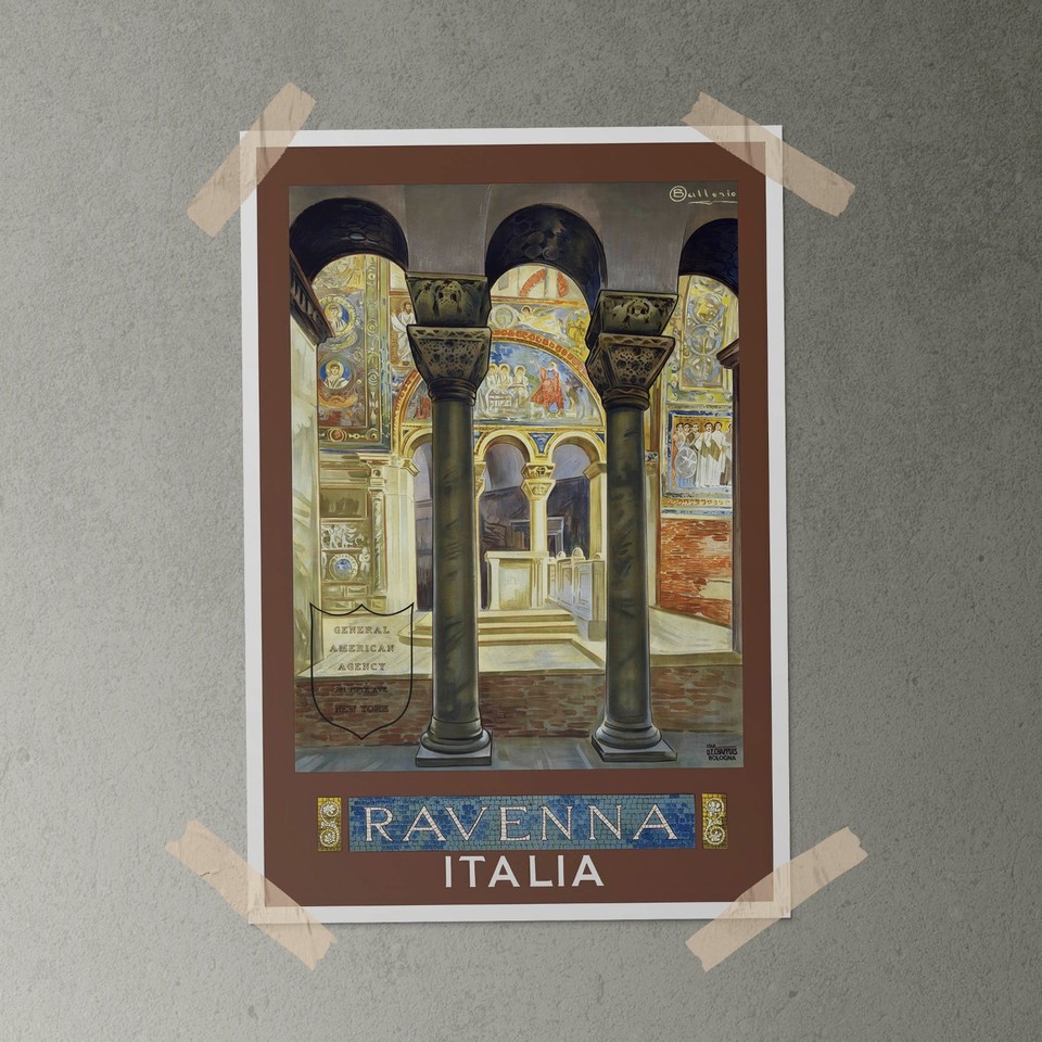 Ravenna Italy Vintage Travel Poster – Basilica Mosaic Architecture Art ...