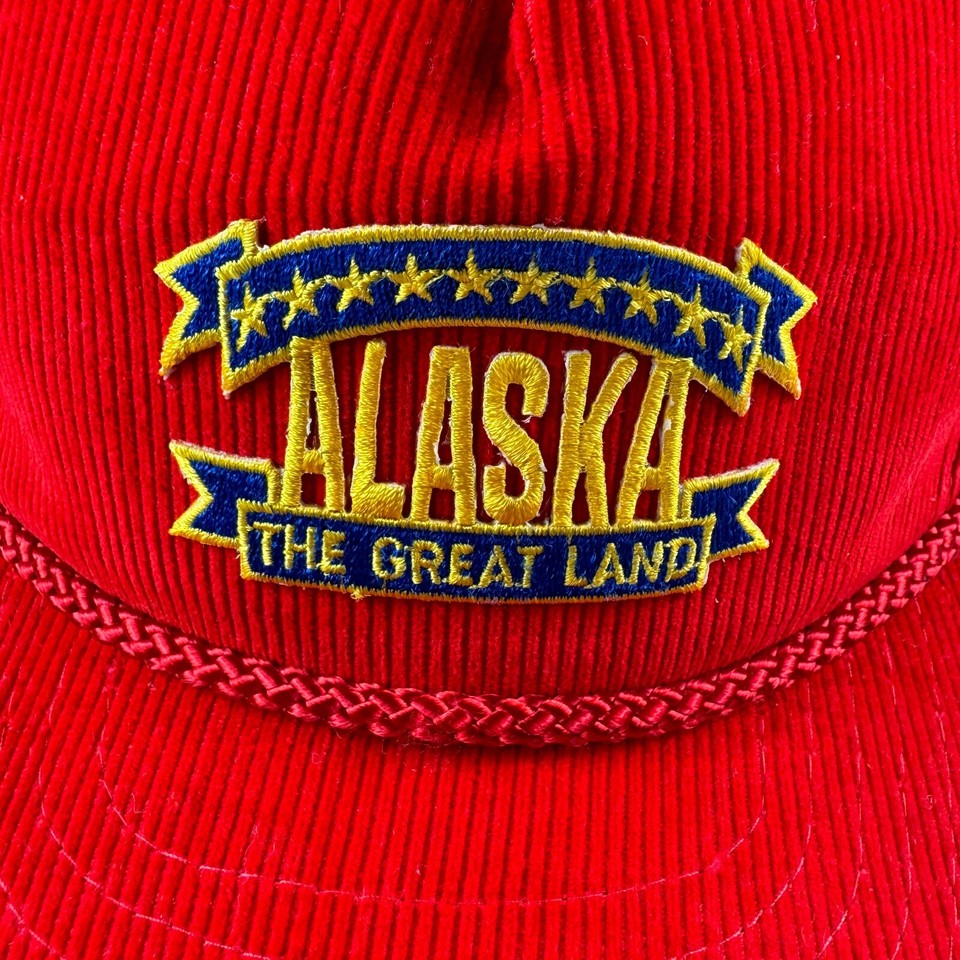 Vintage Alaska Corduroy Snapback Hat The Great Land Red Headliners Cap ...