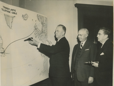 Usa, transatlantic telephone system cabels vintage silver print tirage ...
