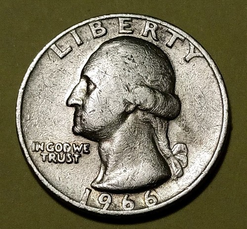 1966 Washington Quarter No Mint Mark Error Last A Die Crack Error On U ...