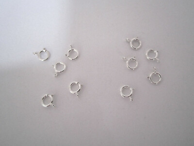 10 Spring rings Sterling silver 925 open ring clasp 5.9 mm findings ...