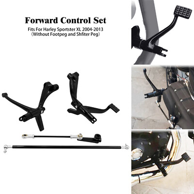 Black Complete Forward Controls Set Levers Linkage Kit Fit For Harley ...