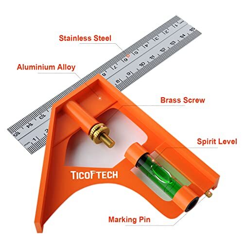 Combination Square 6 Inch/150Mm Set Square Stainless Steel Ruler ...
