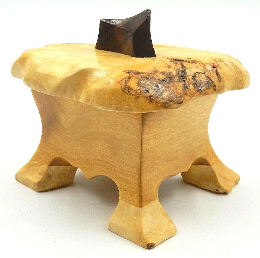 THE CARVED EDGE BURL WOOD URN FUNERAL KEEPSAKE FOR CREMATION ASHES BY ...