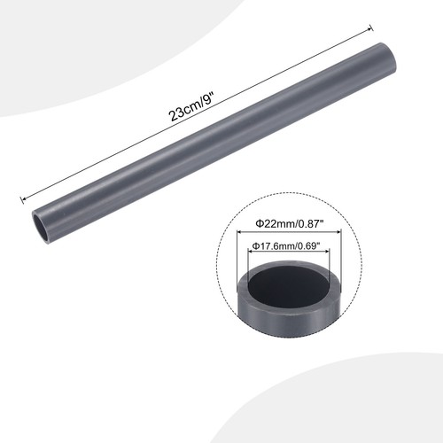 PVC Rigid Round Pipe 17.6mm ID 22mm OD 9" Length Light Grey, High ...