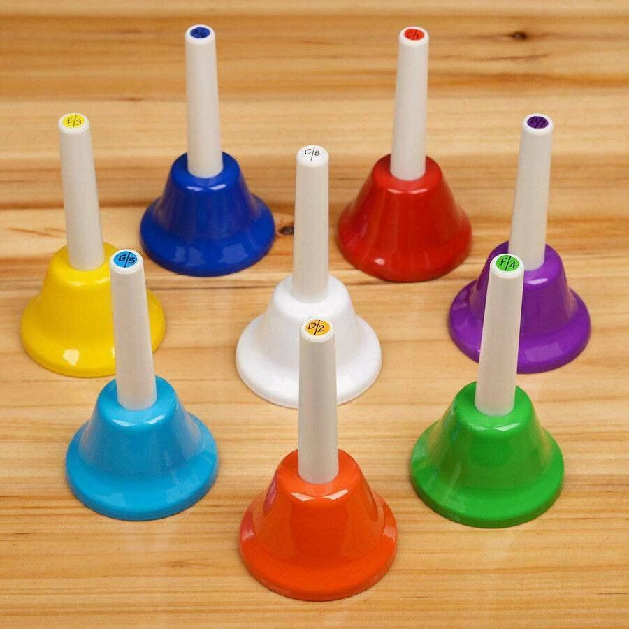 8X Kids Tones Music Hand Bells Educational Rainbow Musical Instruments ...