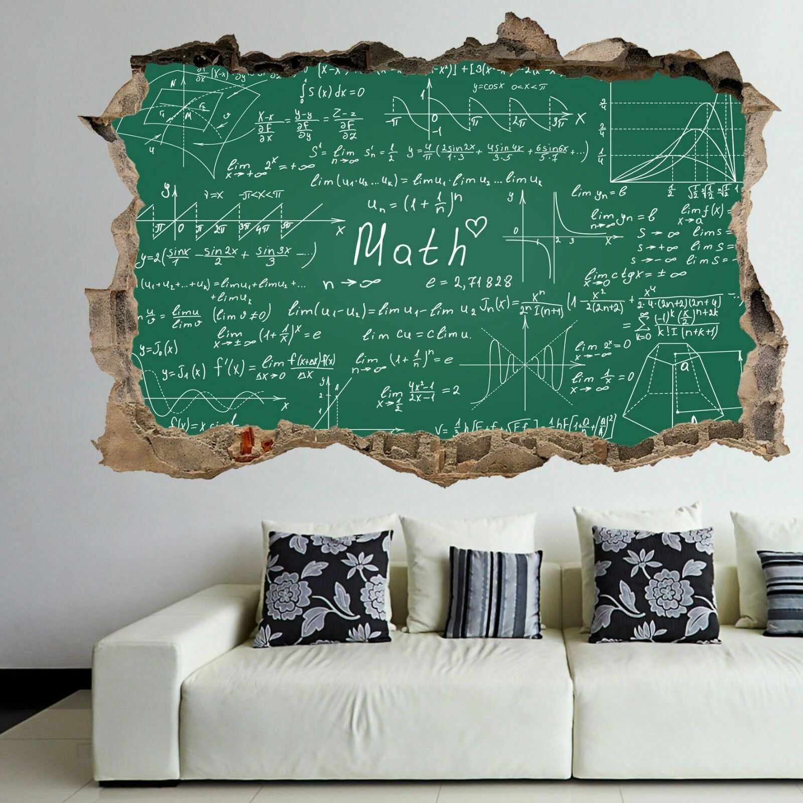 Math Formulas 3D Wall Art Sticker Mural Decal Mathematics School Decor ...