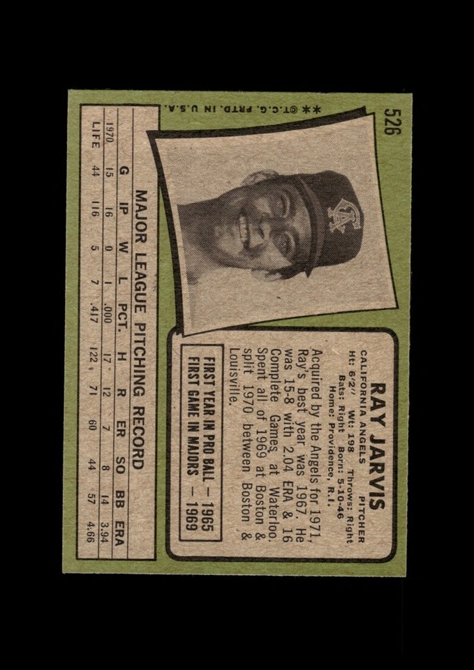 1971 Topps Set-Break #526 Ray Jarvis NR-MINT *GMCARDS* | eBay