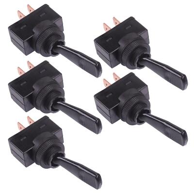 5 x Off-(On) Black Momentary Toggle Flick Switch 12mm SPST 20A 12VDC ...