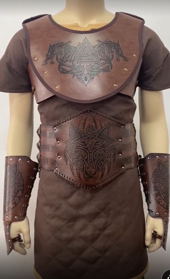 Brand New, Warrior Chest Armor w/ Viking Fenrir Brace, Warrior Set For ...