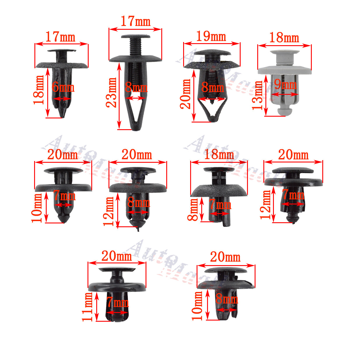 100PACK Bumper Clips Retainer Rivet FENDER TRIM Car Auto Push Pin ...