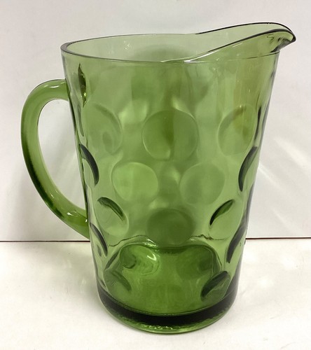 Vintage Large Hazel Atlas MCM Green Coin Dot Glass Pitcher | eBay