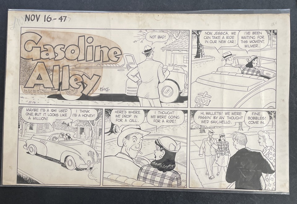 Gasoline Alley Original Comic Strip Art Sunday November 16, 1947 Frank ...