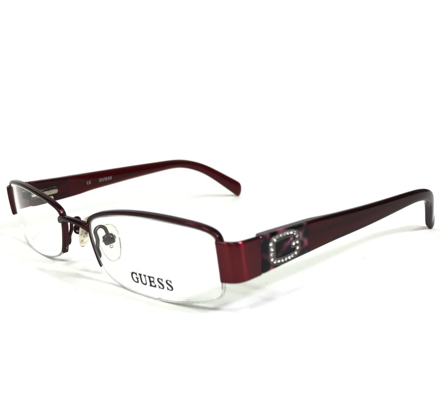 Guess Eyeglasses Frames GU 2368 BU Red Rectangular Half Rim 50-17-135 | eBay