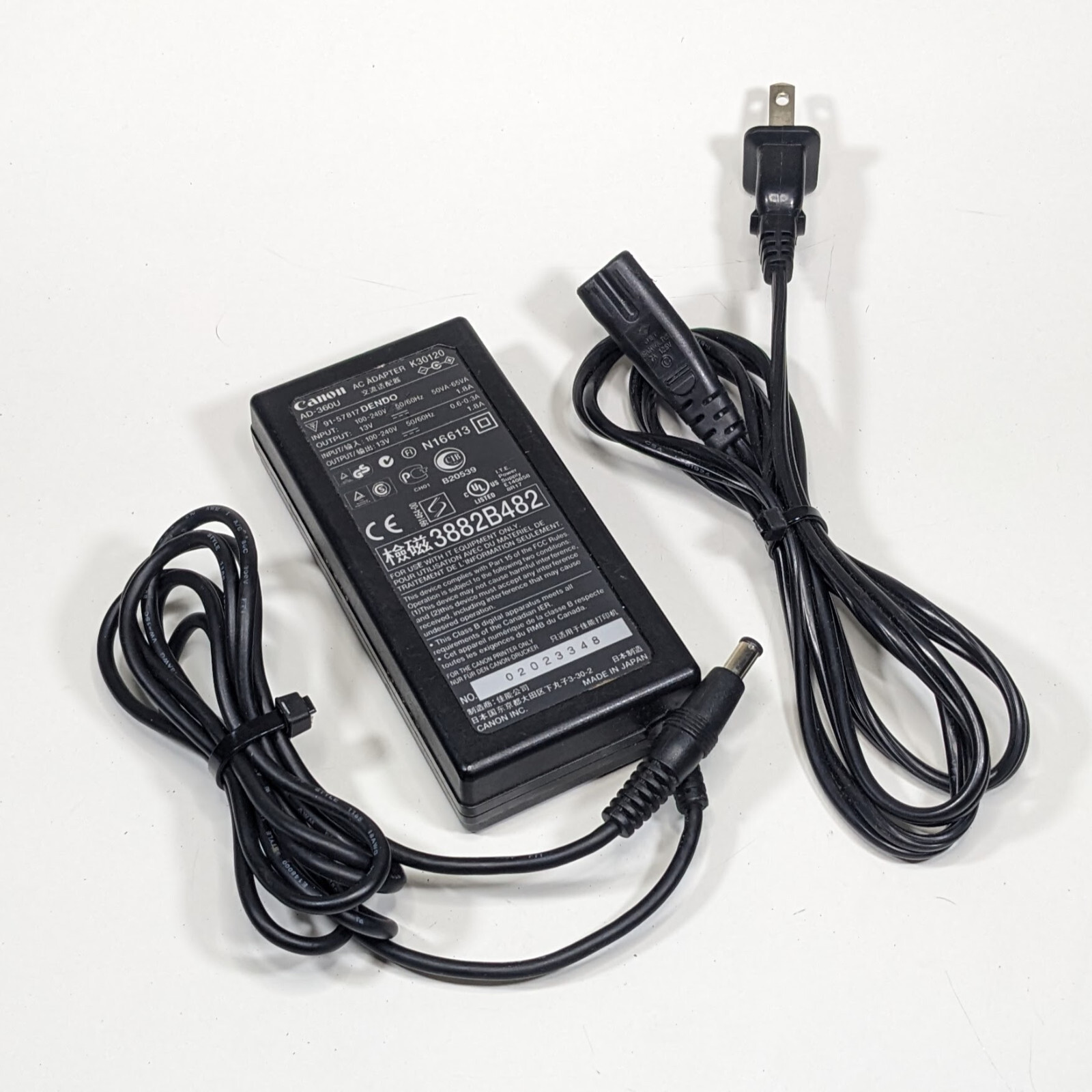 Canon K30120 AC-DC Adapter w/ Power Cord 13v 1.8A - genuine ad-360u ...