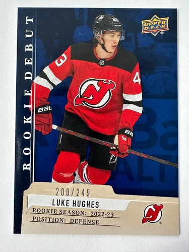 2023-24 Upper Deck Rookie Debut Luke Hughes Blue Parallel - Serial ...