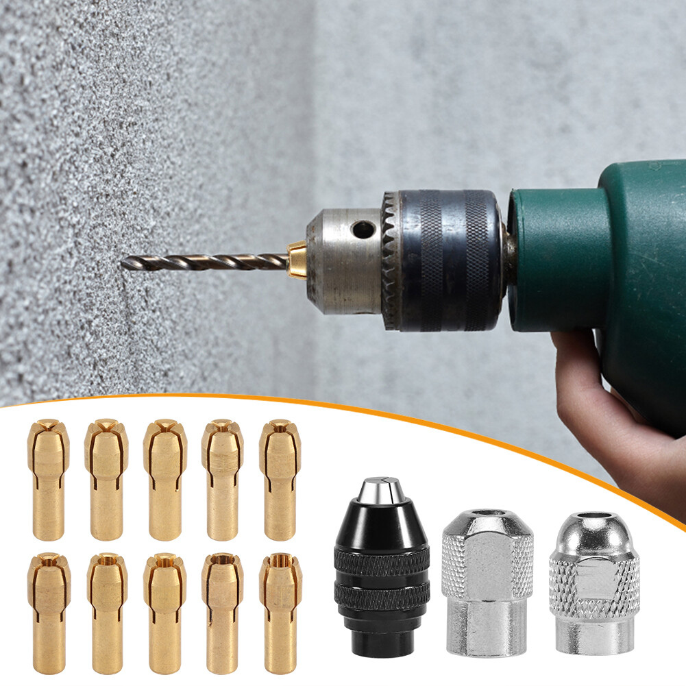 15pcs Accessories Rotary Tool Nut Brass Chuck Adapter Practical Drill ...
