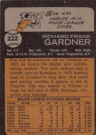 1973 Topps #222 Rob Gardner EX p2s-19814 | eBay